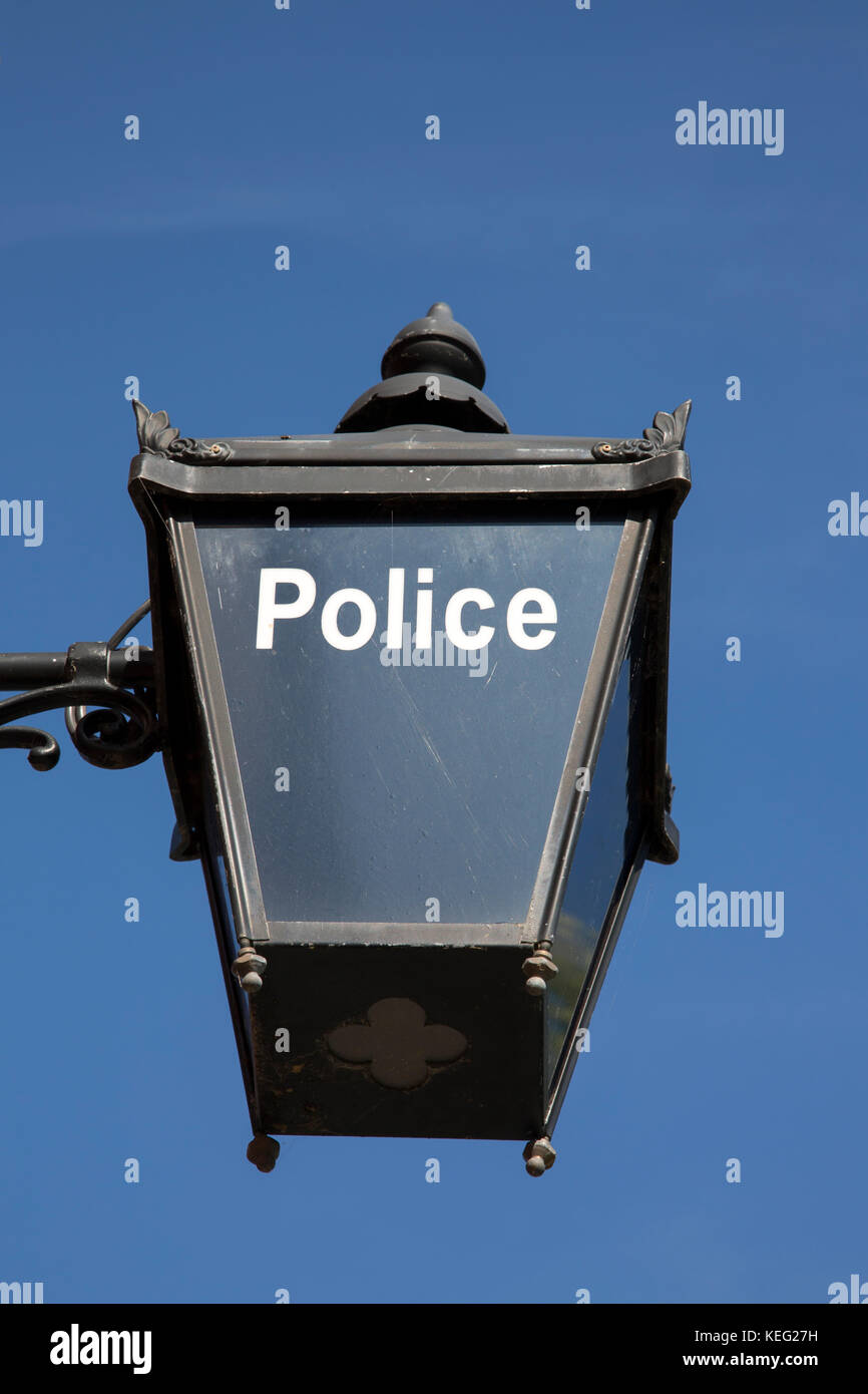 Blue Police Sign against Sky Background Stock Photo - Alamy