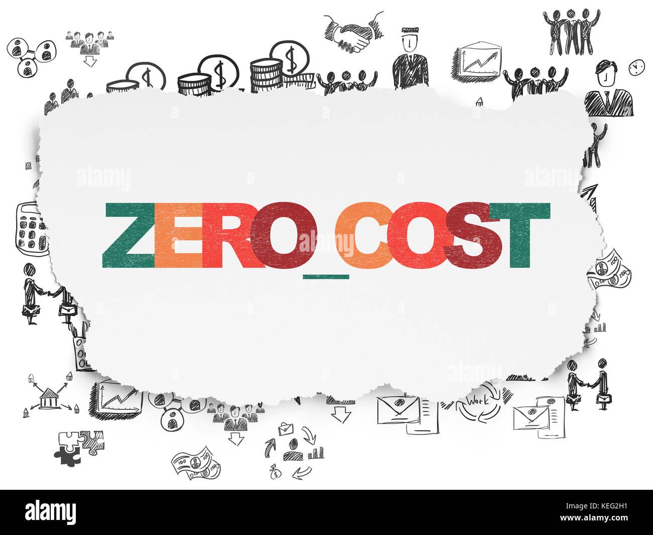Business concept: Zero cost on Torn Paper background Stock Photo - Alamy