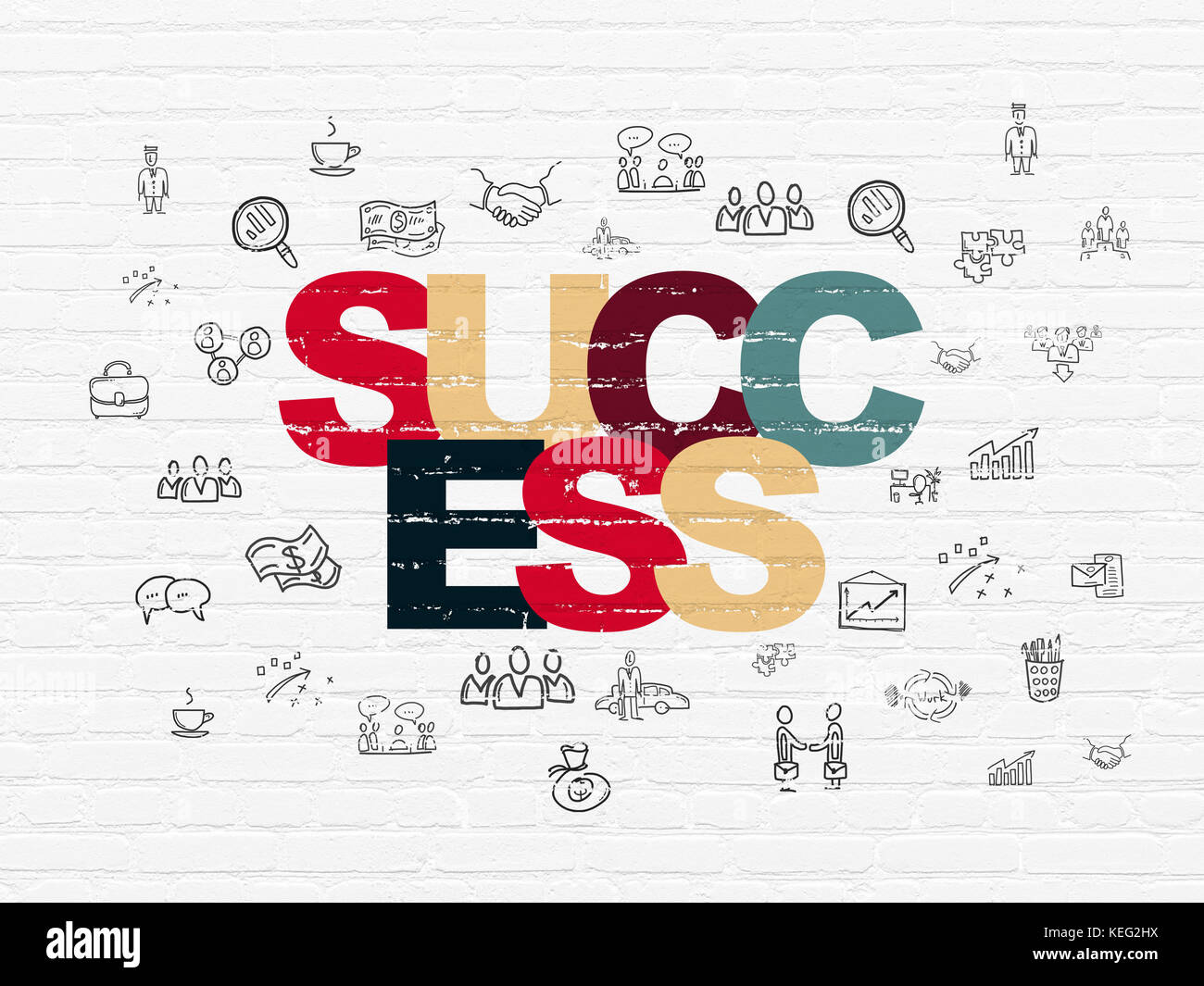 Finance concept: Success on wall background Stock Photo - Alamy