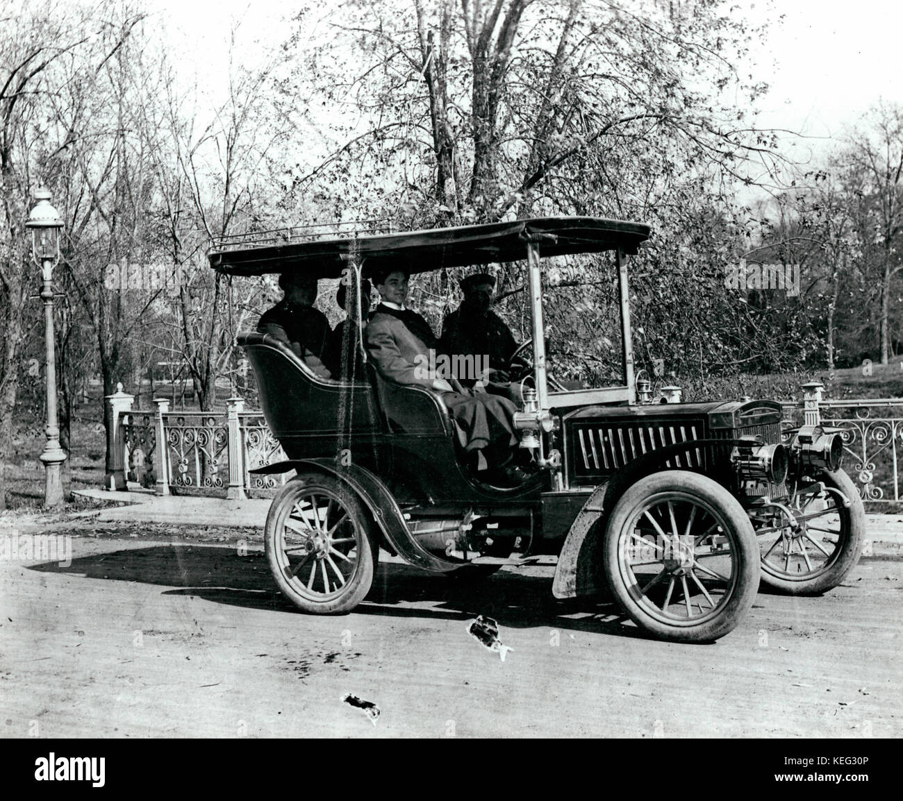 Jesse French Sr. at the wheel of a 1904 St. Louis model car built at ...