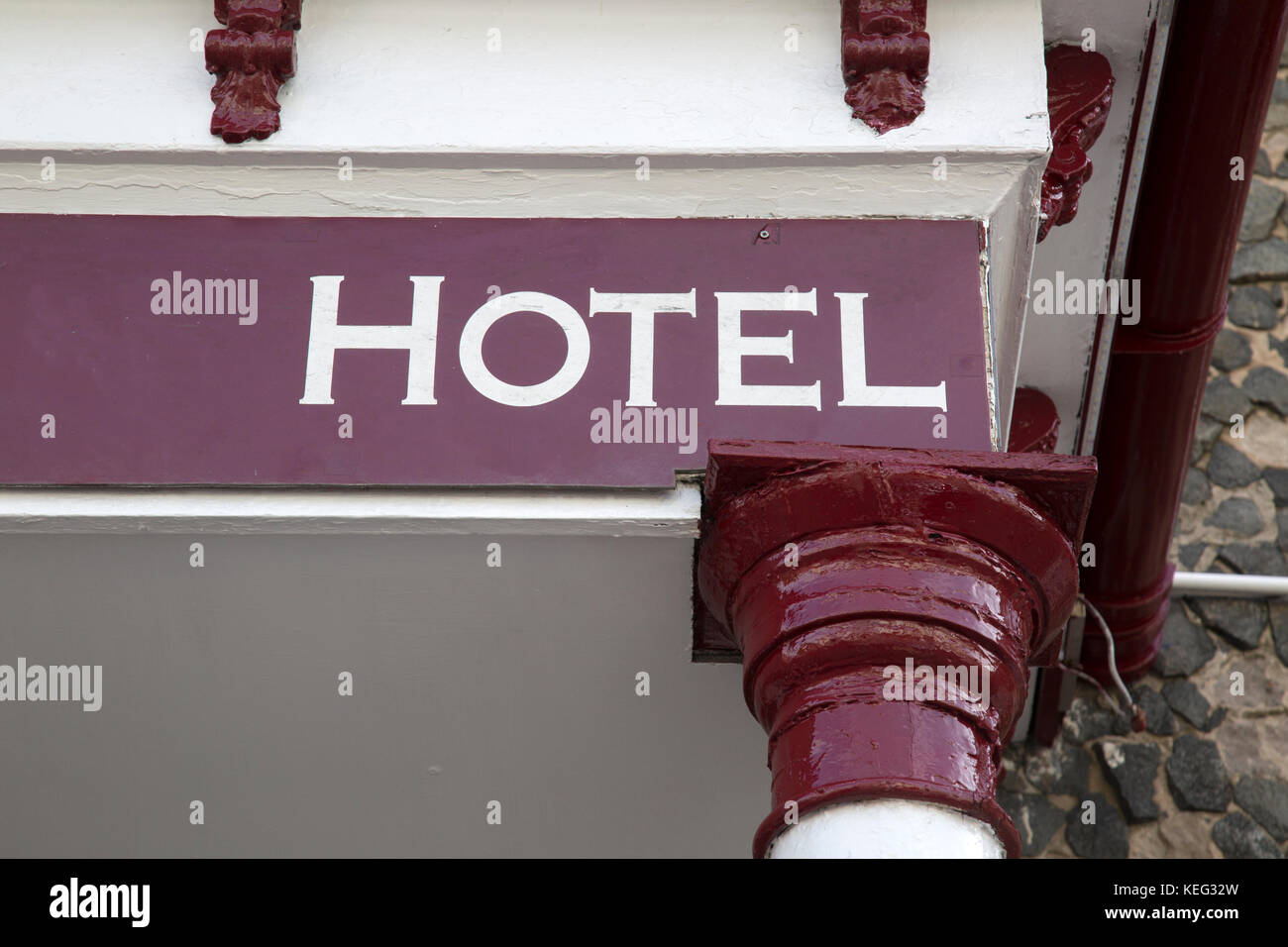 Hotel Sign on Building Facade Stock Photo - Alamy