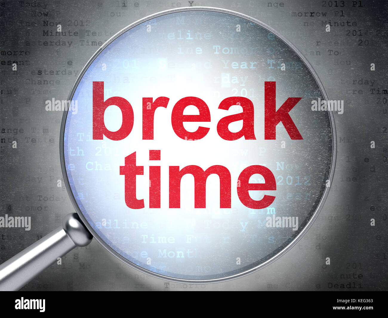Timeline concept: Break Time with optical glass Stock Photo - Alamy