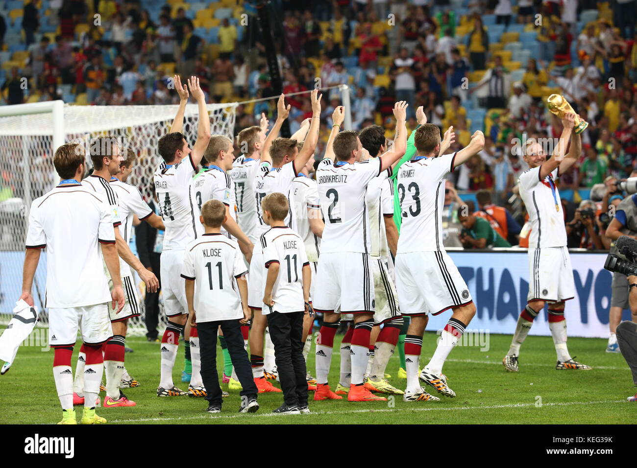 RIO DE JANEIRO, BRAZIL - July 13, 2014: Germany team celebrates after ...