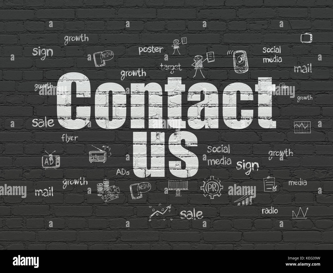 Advertising concept: Contact Us on wall background Stock Photo - Alamy