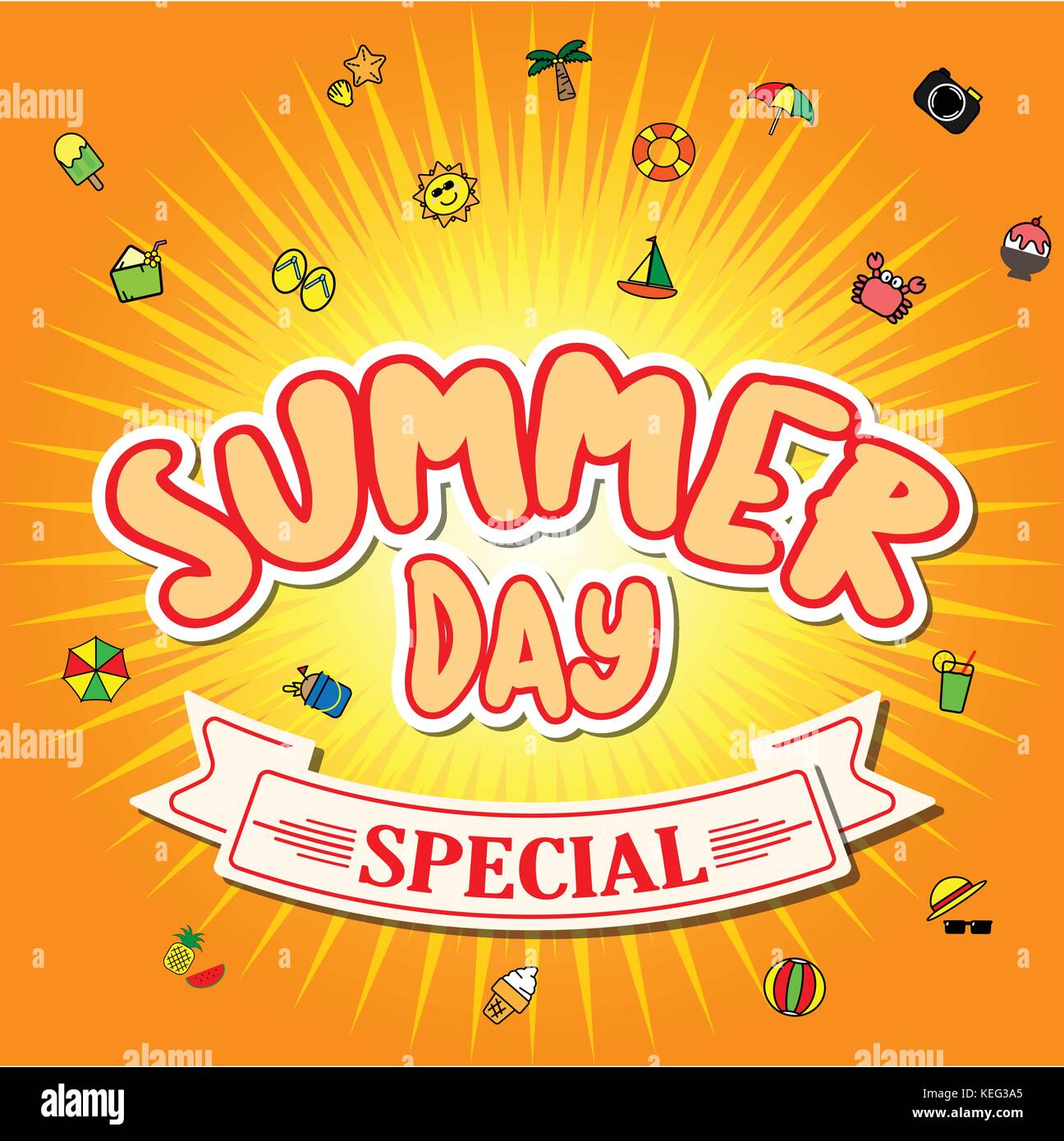 Summer day special vacation time vector abstract background concept ...