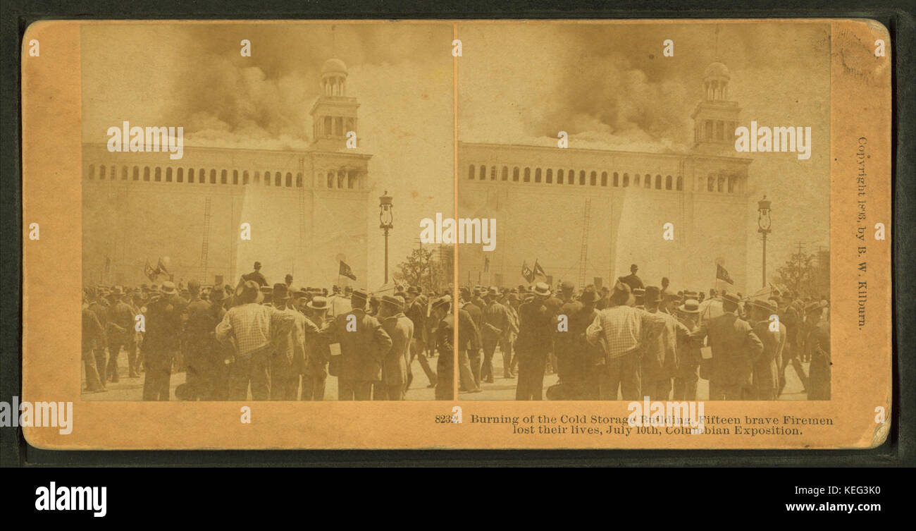 Burning of the Cold Storage building. Fifteen brave firemen lost their ...