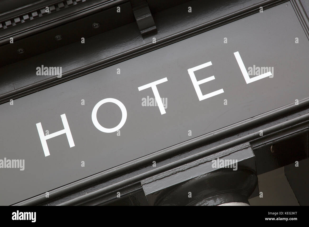 Hotel Sign on Building Facade Stock Photo - Alamy