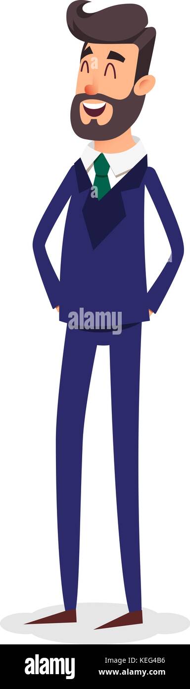 Cartoon successful businesman in suit. Young office manager in flat ...