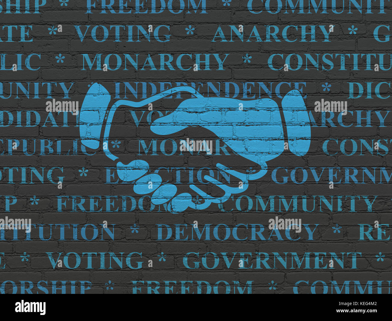 Political concept: Handshake on wall background Stock Photo - Alamy