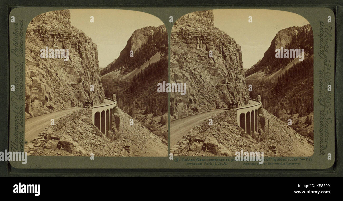 Golden Gate, entrance to picturesque ravine of golden rocks Yellowstone ...