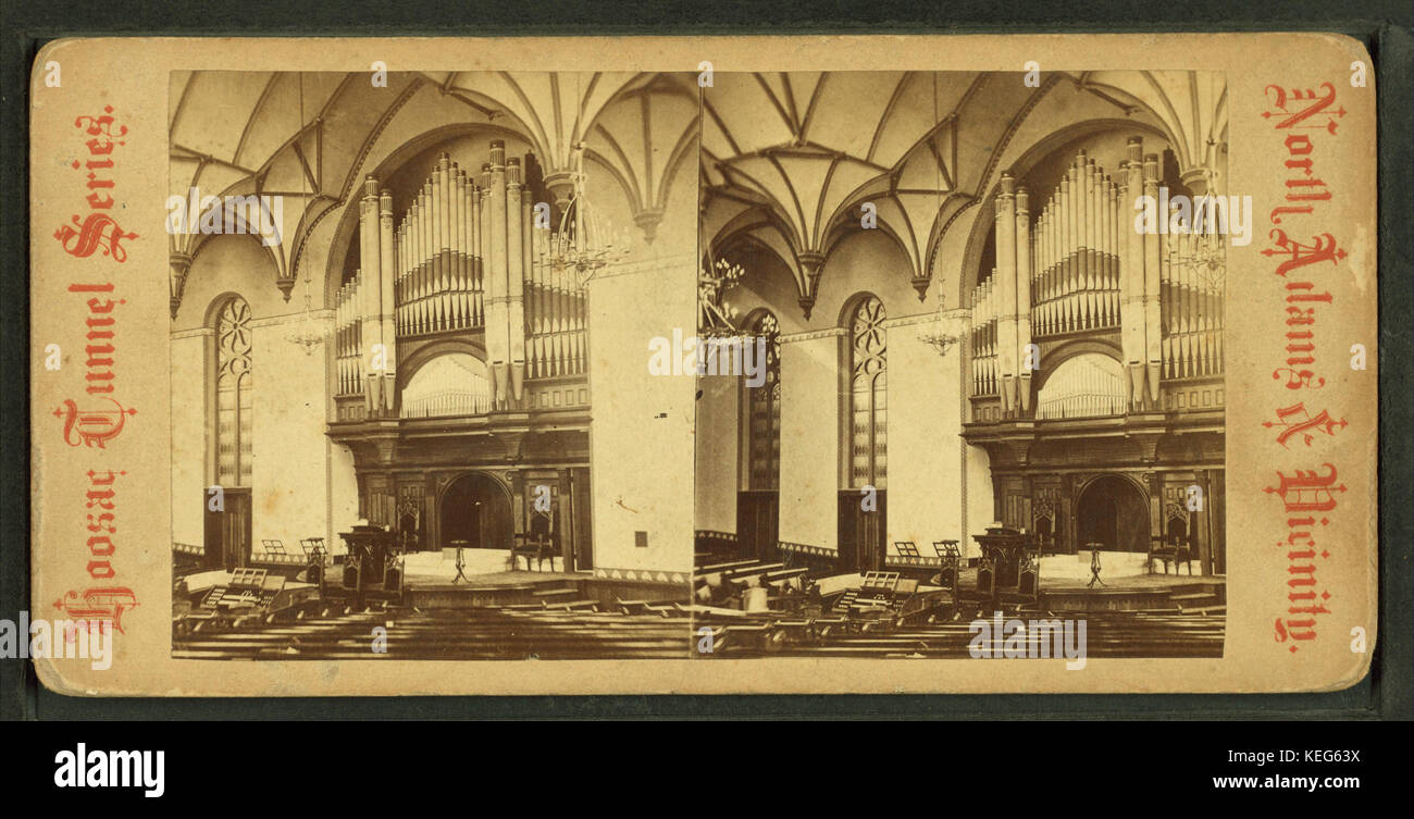 Interior view of the Baptist chapel showing seats and pews and the ...