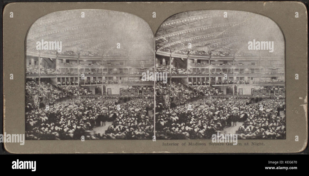 Interior of Madison Square arden at night, from Robert N. Dennis ...