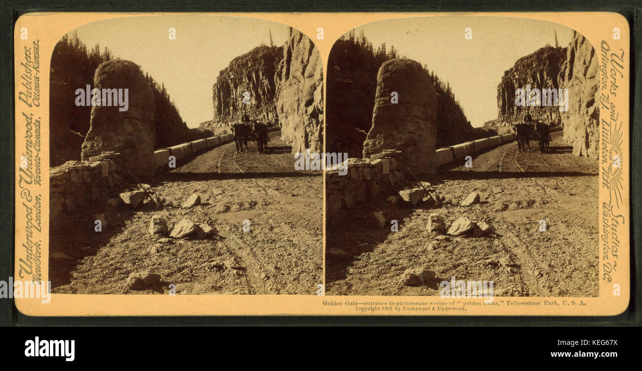 olden ate, entrance to picturesque ravine of golden rocks - Yellowstone ...