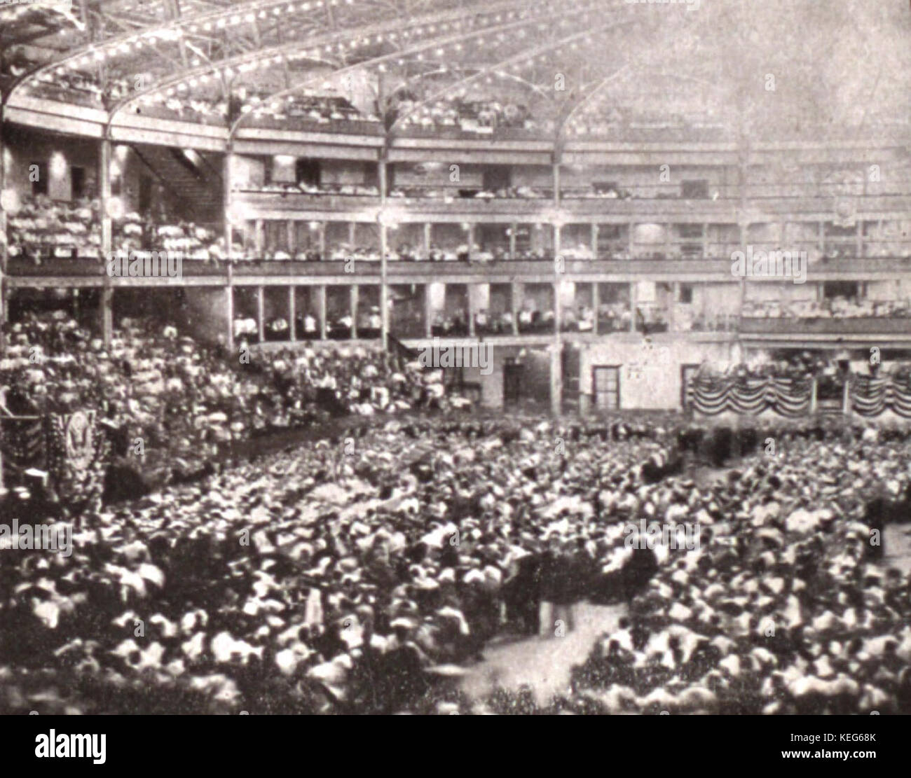 Interior of Madison Square arden at night, from Robert N. Dennis ...