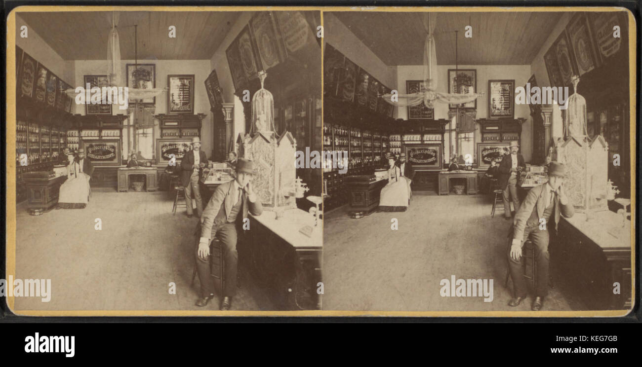 Chas. C. Wells, Druggist, New Brunswick, N.J. Interior of the Drugstore ...