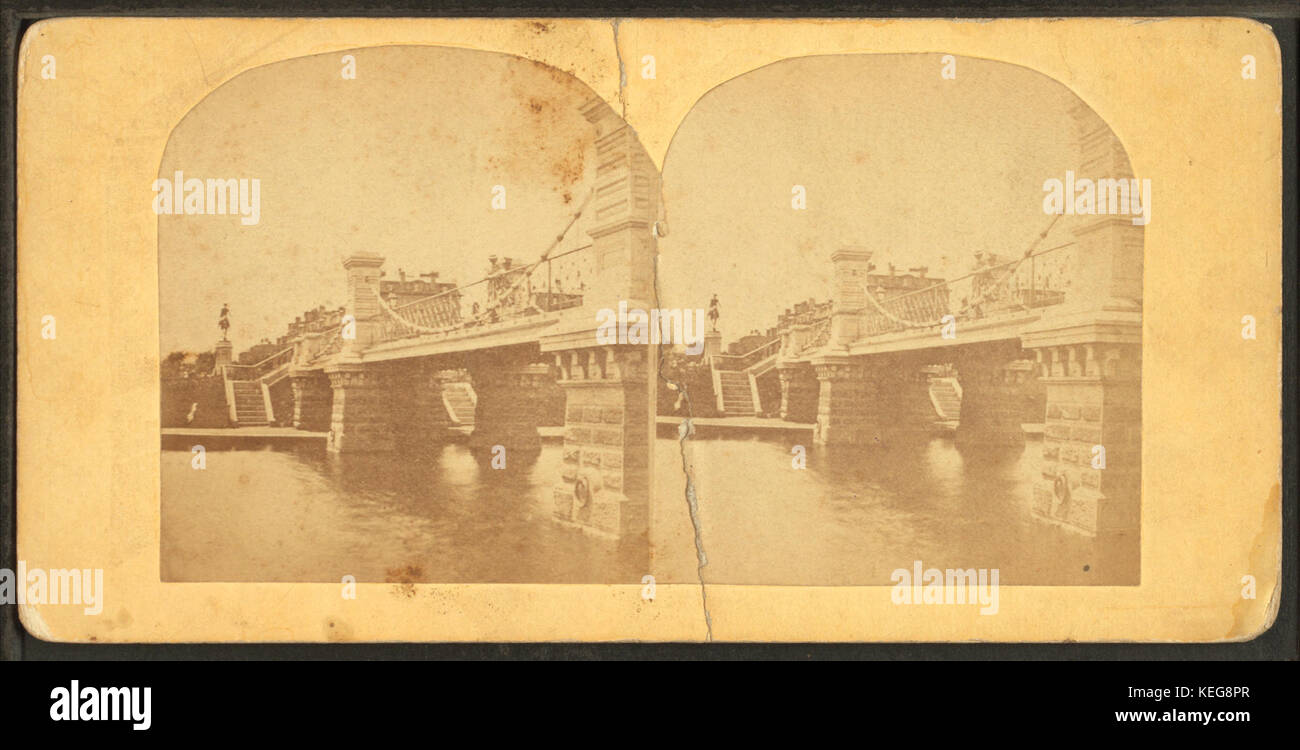 A stereoscopic view of the bridge at the Public Gardens in Boston ...