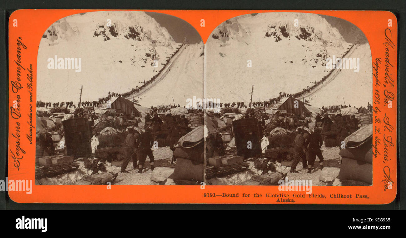 Bound for the Klondike gold fields, Chilkoot Pass, Alaska, by Keystone ...