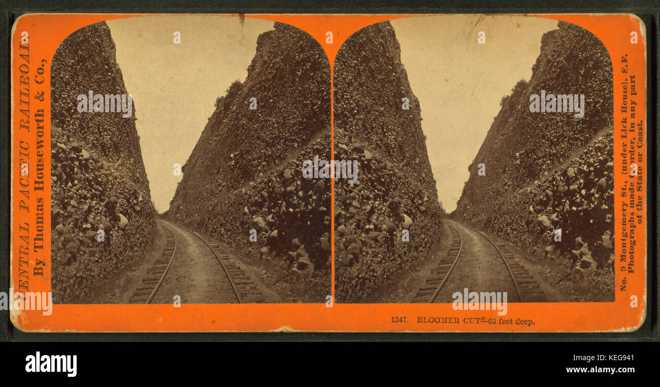 Bloomer Cut, 63 feet deep, by Thomas Houseworth & Co Stock Photo - Alamy