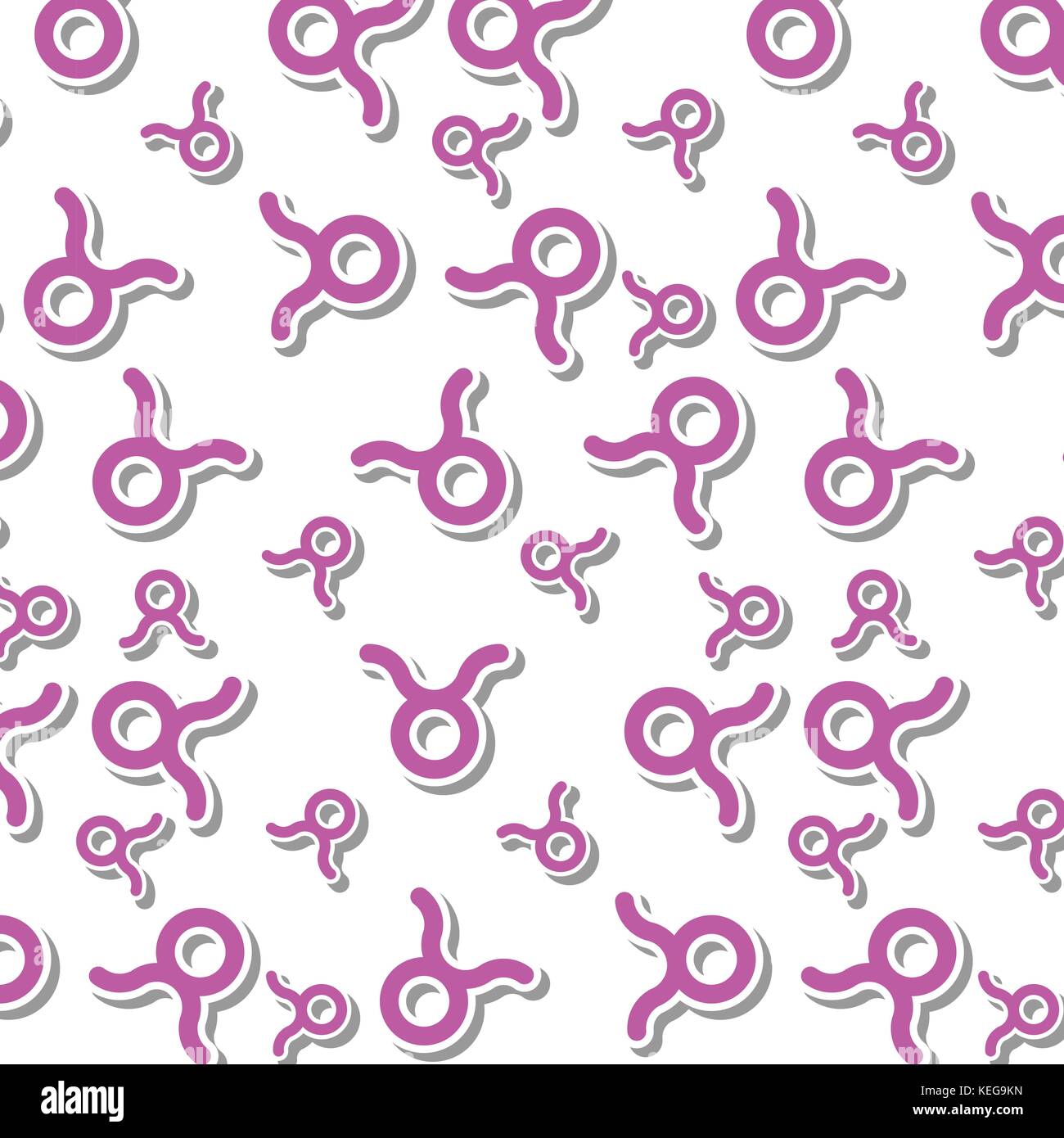 Pink Taurus astronomy icon sign symbol pattern on white background ...
