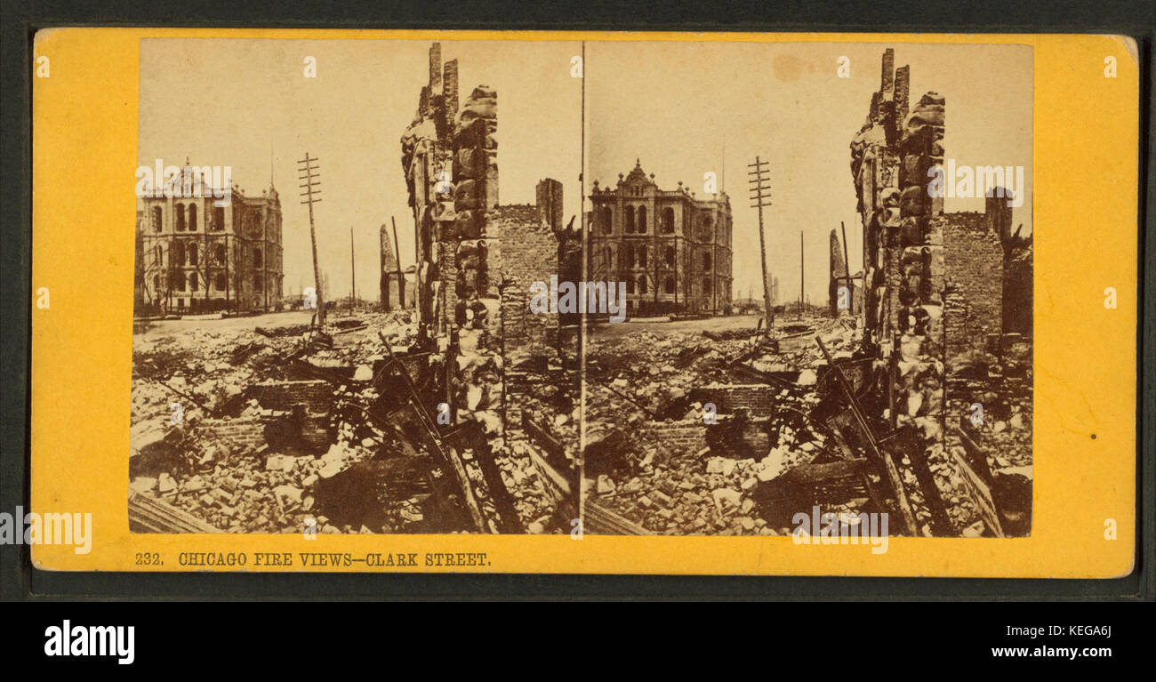 Chicago fire views - Clark Street, from Robert N. Dennis collection of ...