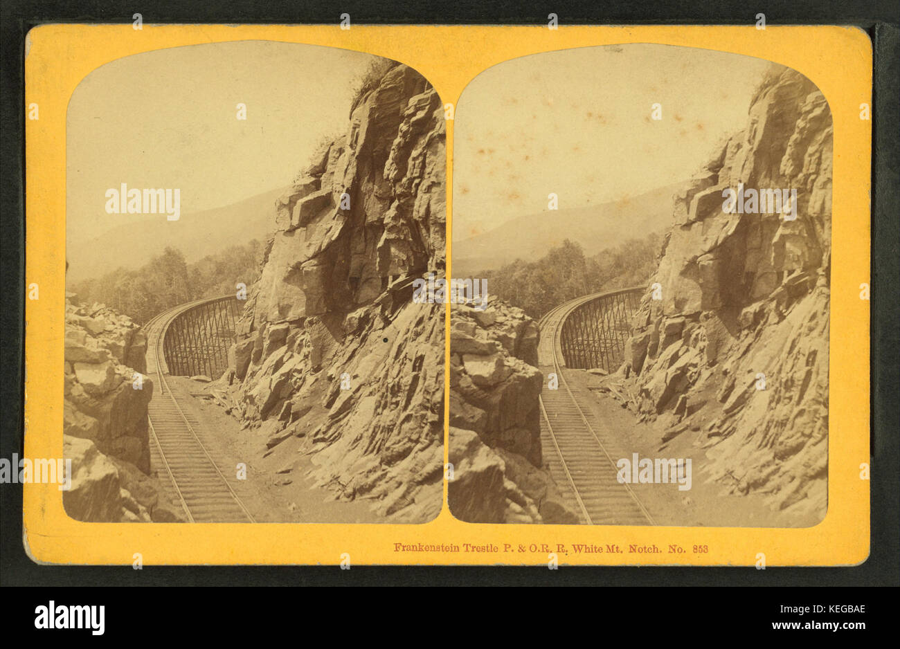 A historical stereoscopic image of the Frankenstein Trestle, part of ...