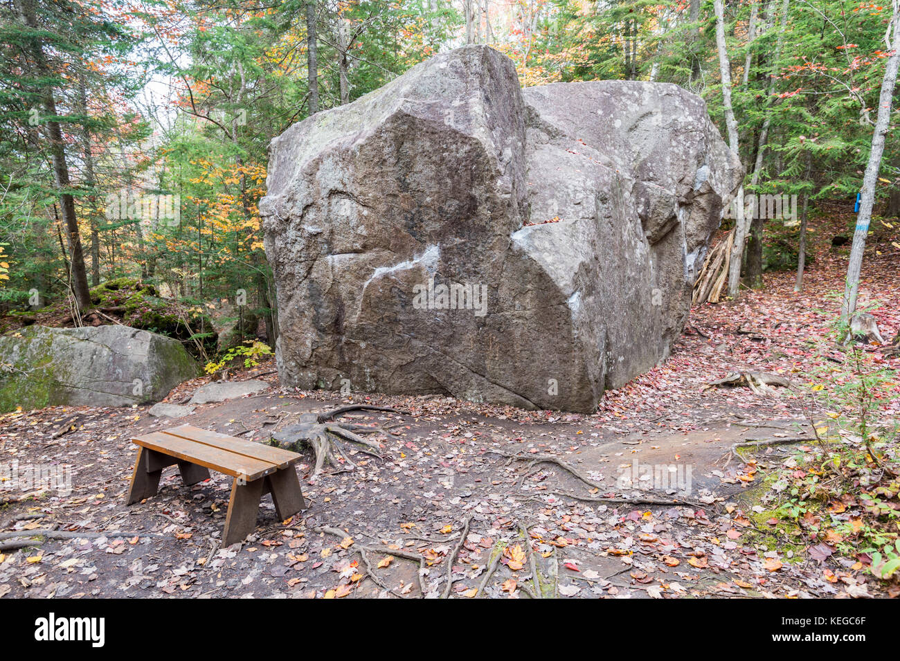 Glacial erratic rock in Val David Regional Park Stock Photo - Alamy