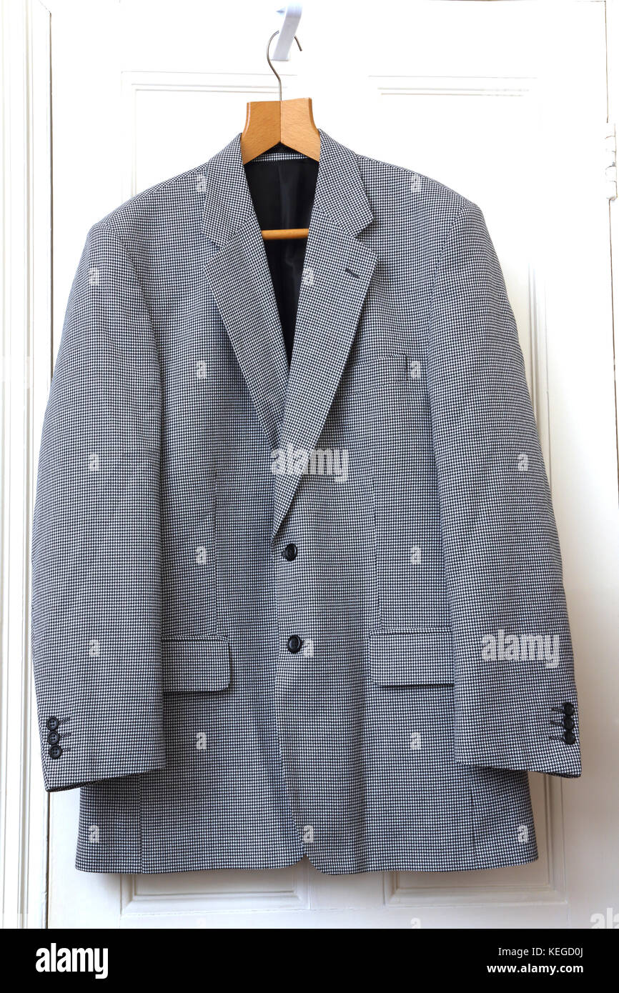 Jacket with Black and White Houndstooth Pattern Stock Photo - Alamy