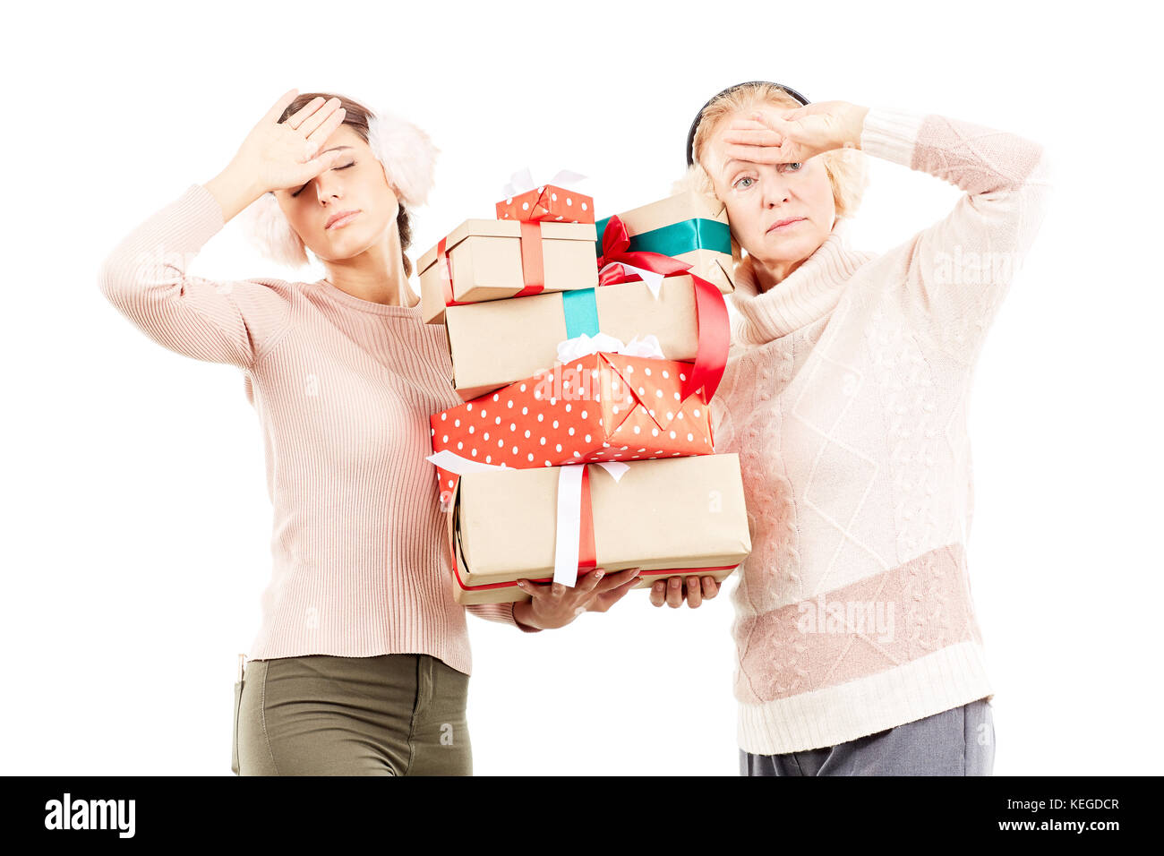Exchanging Xmas gifts Stock Photo - Alamy