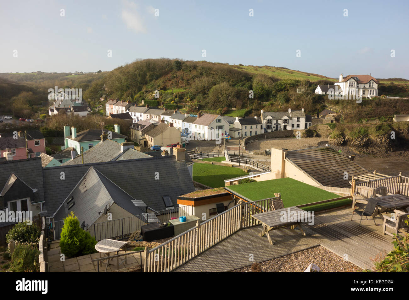 The small coastal village of Little Haven, Pembroke Wales Stock Photo ...