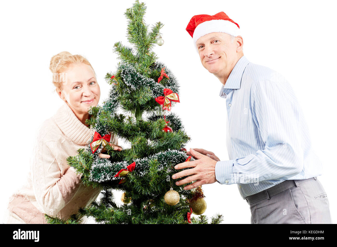 Portrait near Christmas tree Stock Photo - Alamy