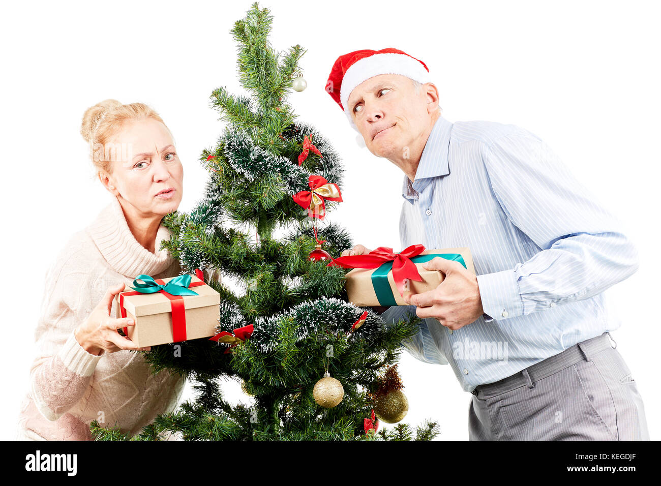 Portrait near Christmas tree Stock Photo - Alamy