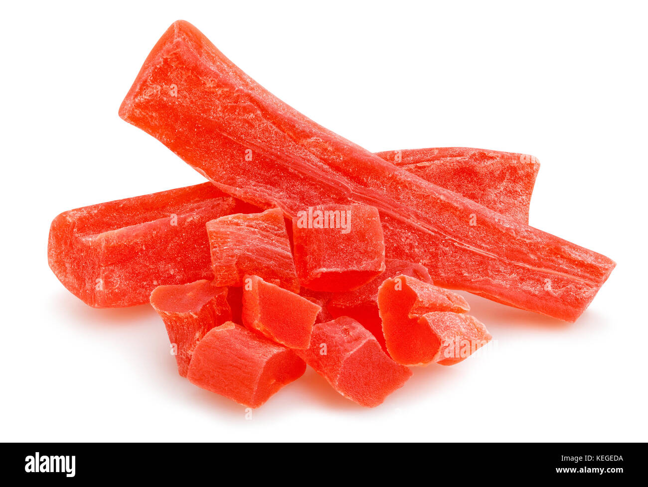 sliced candied papaya path isolated Stock Photo - Alamy