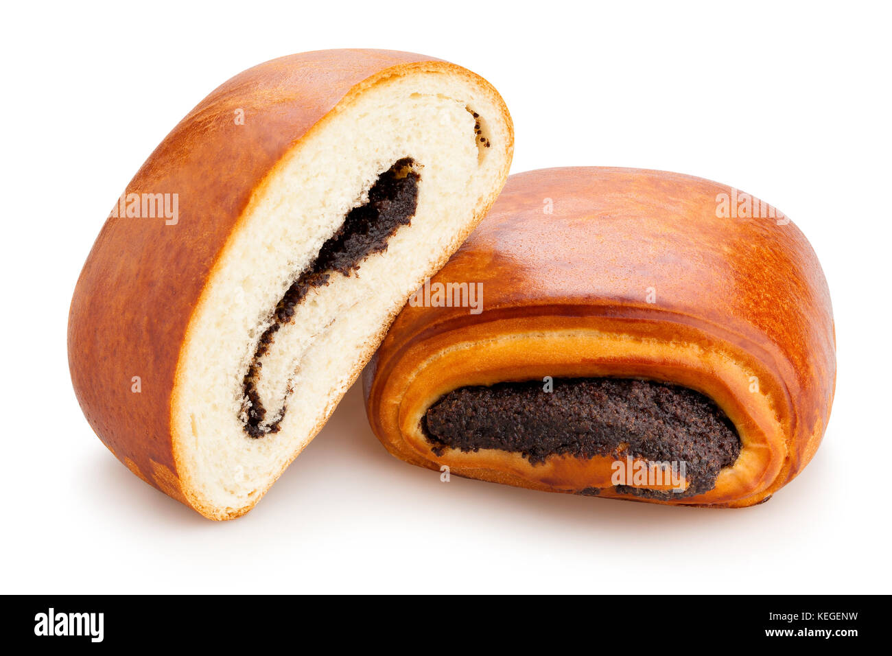sliced poppy bun path isolated Stock Photo - Alamy