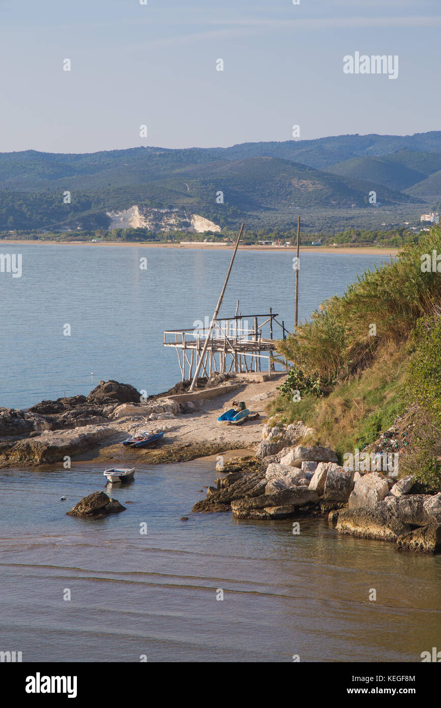 Old trebuchet on the cliff in Vieste Stock Photo - Alamy