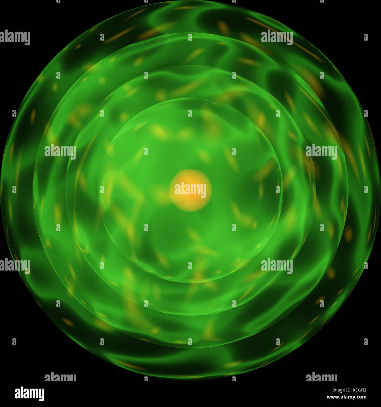 Micro particles revolving around atomic nucleus Stock Photo - Alamy