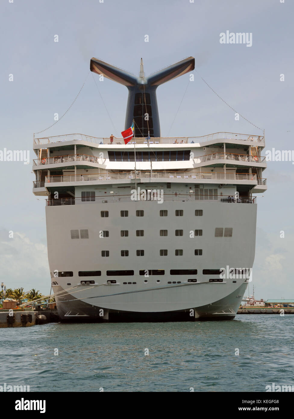 Rear view of modern passenger ship in port Stock Photo - Alamy