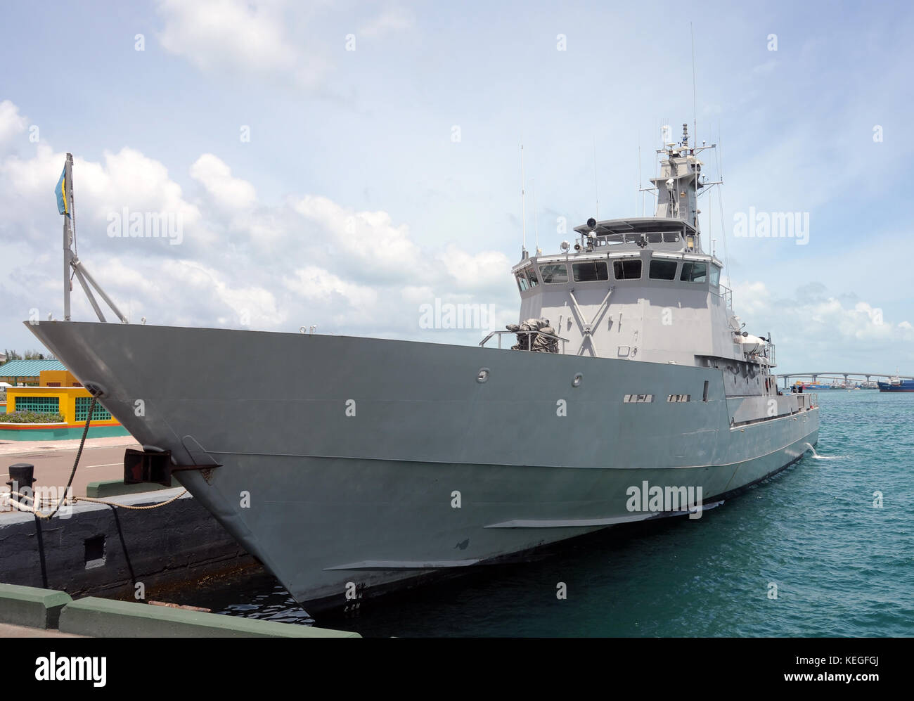 Modern warship visiting the port of Nassau, Bahamas Stock Photo - Alamy