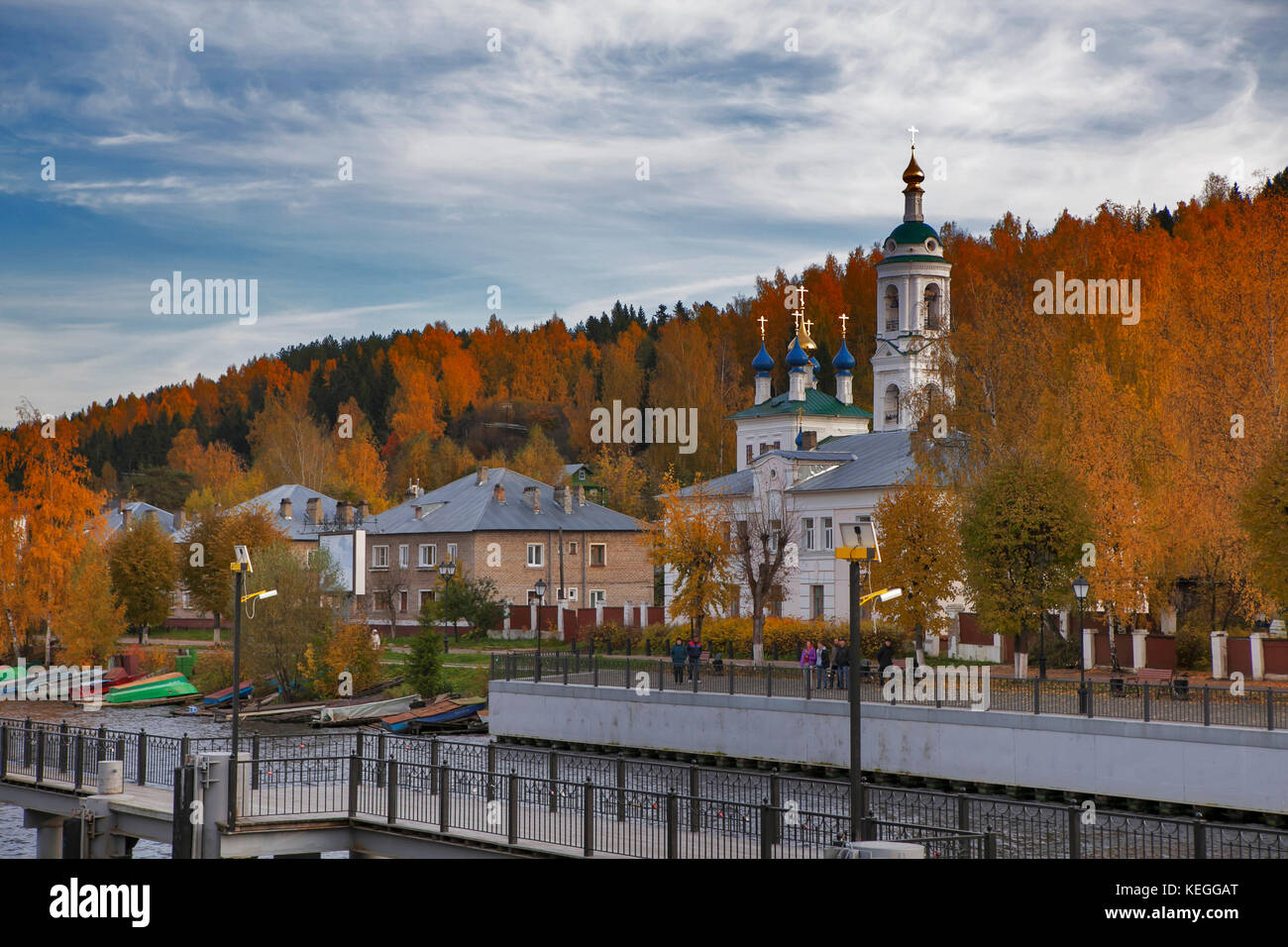 Ples, Russia - 11 September 2017 top view of Plyos is a town in ...