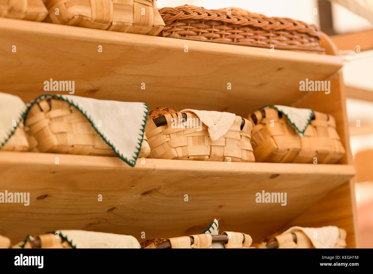 Containers for storing sweets for sale in a market. Horizontal shot ...