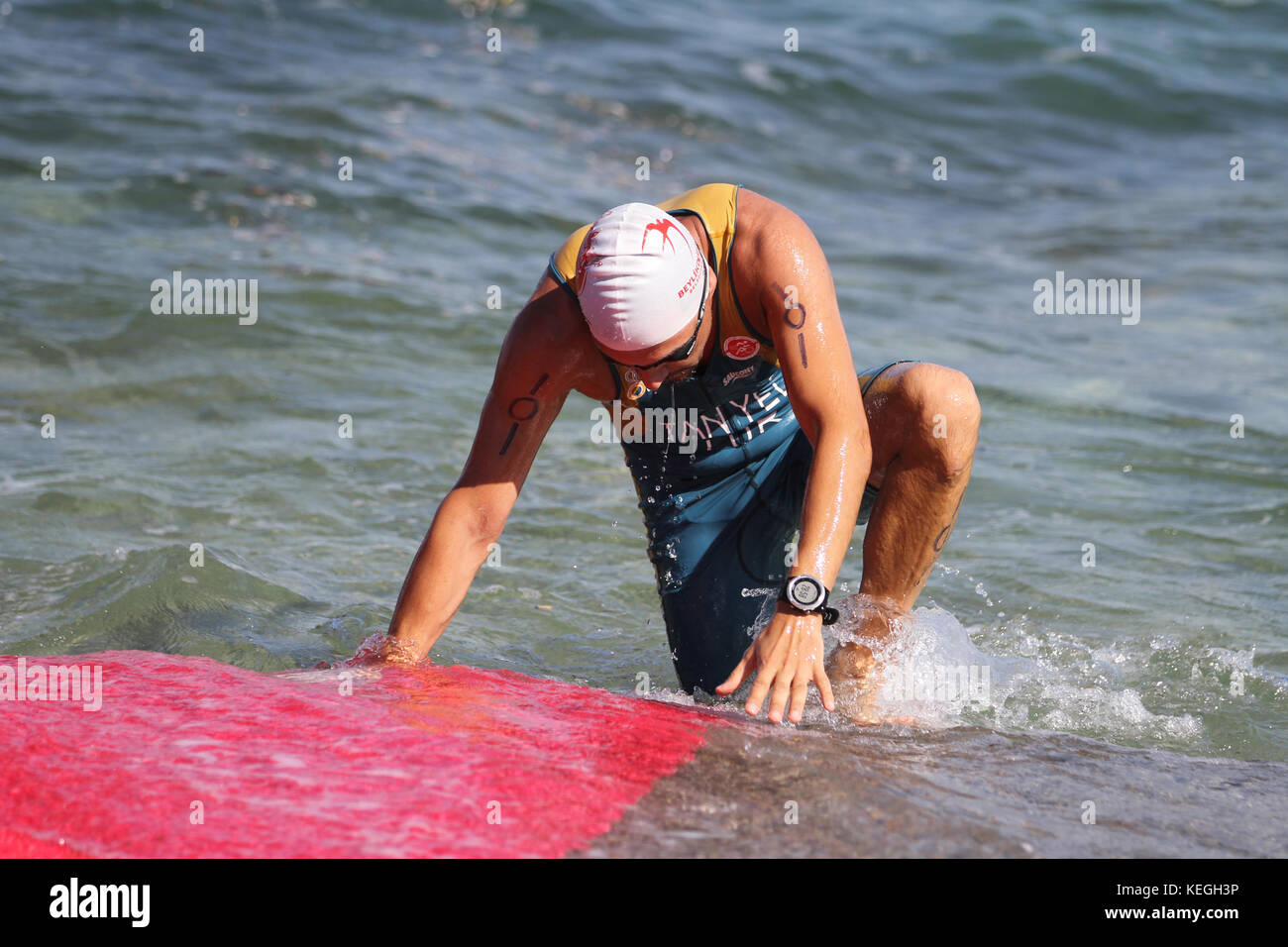 ISTANBUL, TURKEY - JULY 29, 2017: Athlete competing in swimming ...