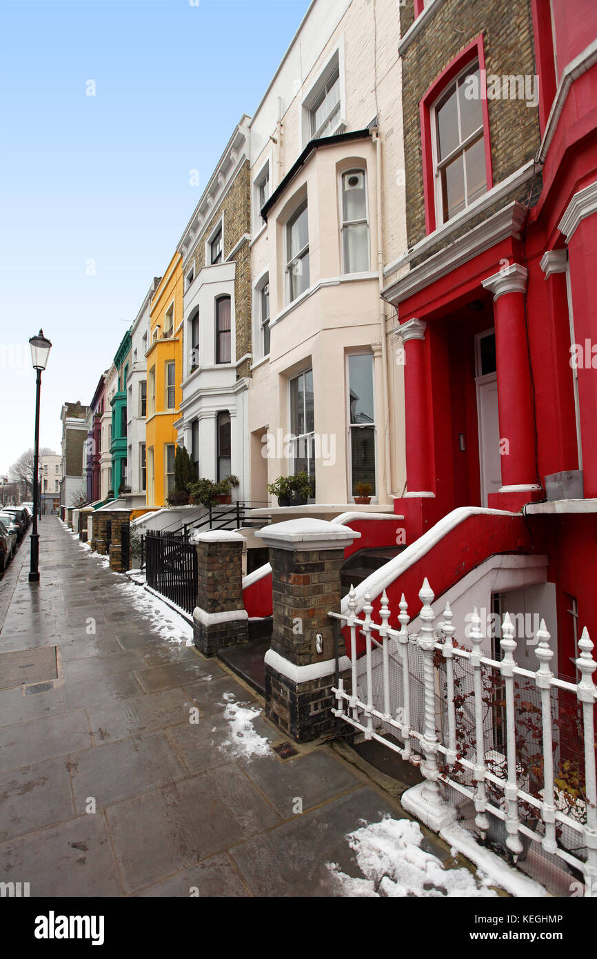 Residential London street with colorful facade houses Stock Photo - Alamy