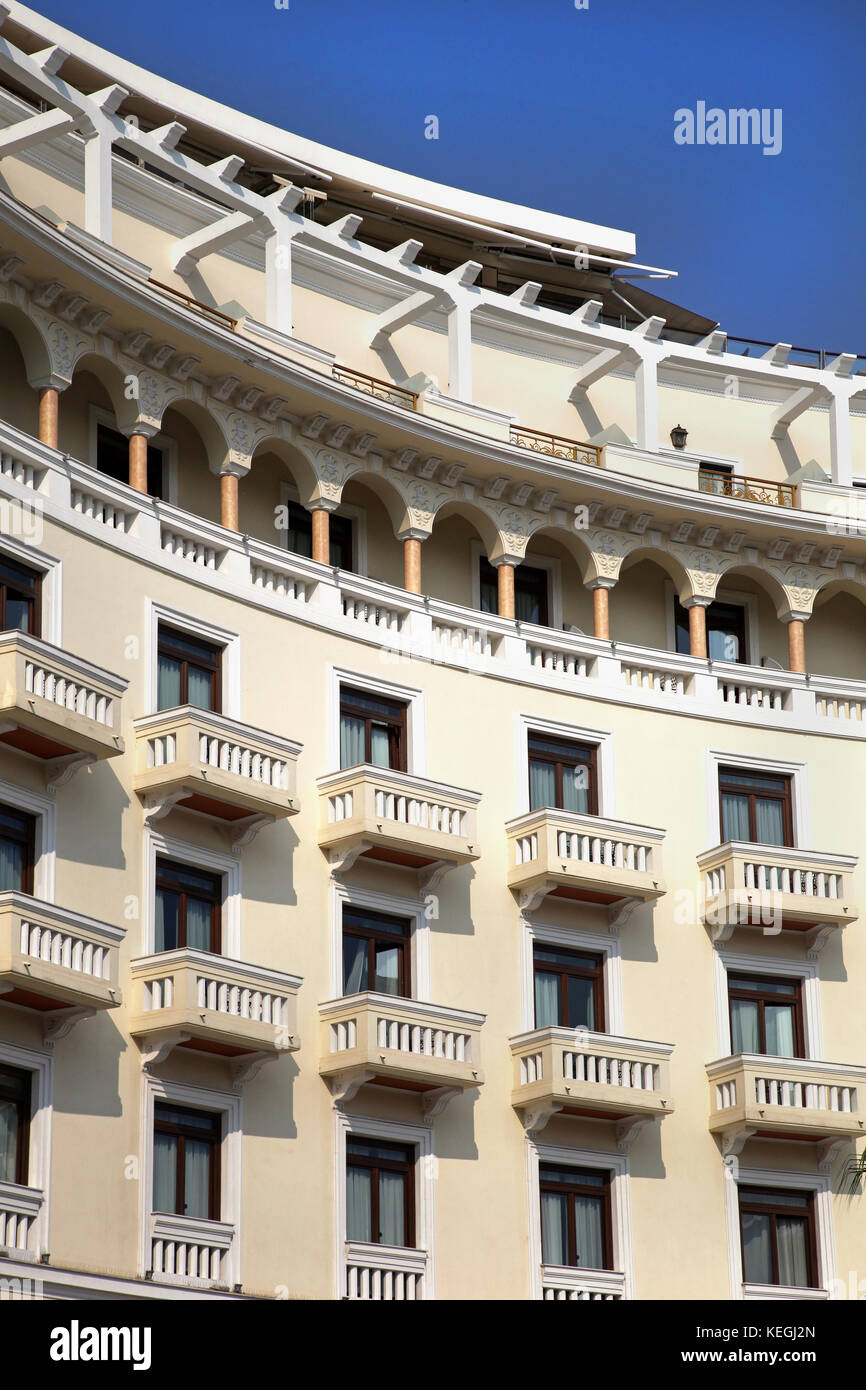 Modern architecture building exterior with arches and balconies Stock ...