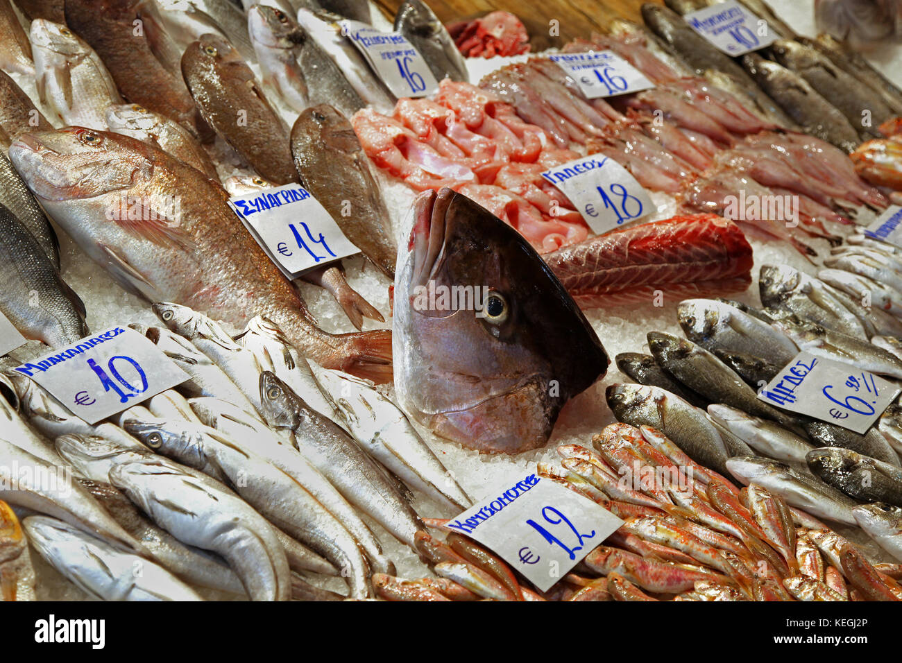 Freshly caught sea fish sold on market stall Stock Photo - Alamy