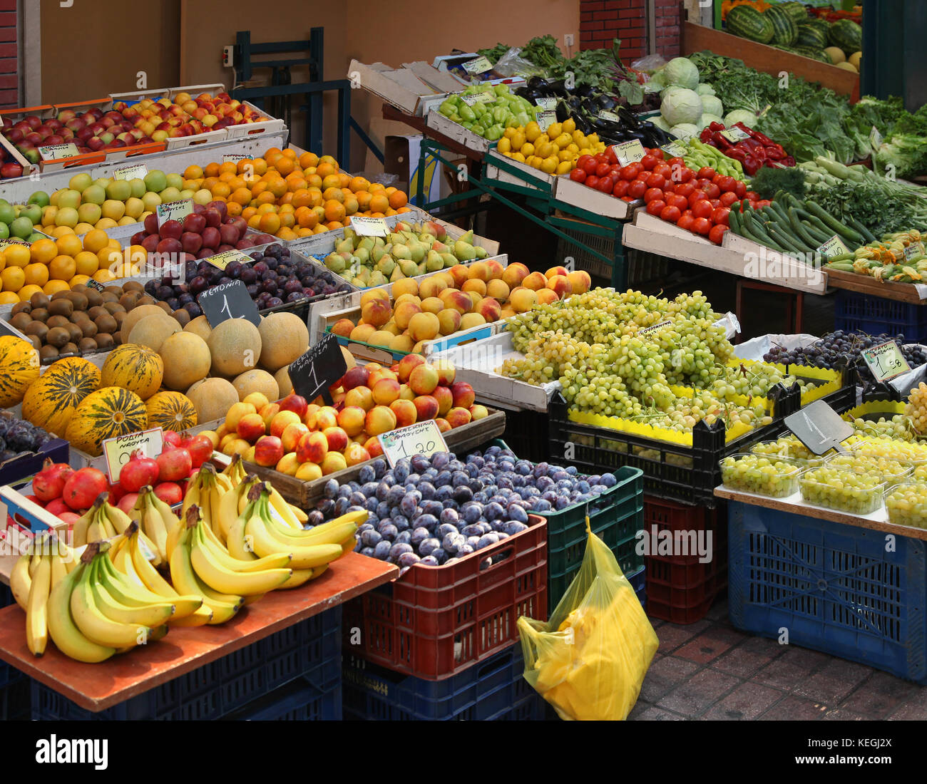 Local grocery store with variety of fresh fruits and vegetables Stock ...