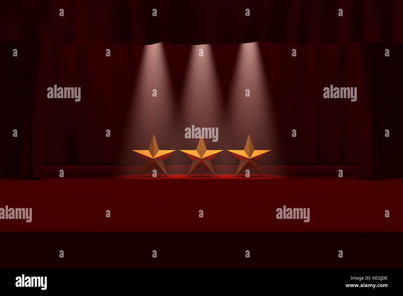Three Stars on Stage Stock Photo - Alamy