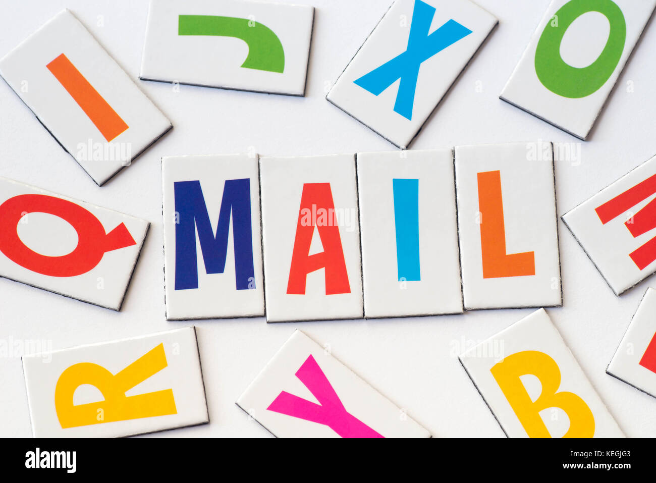 word mail made of colorful letters on white background Stock Photo - Alamy