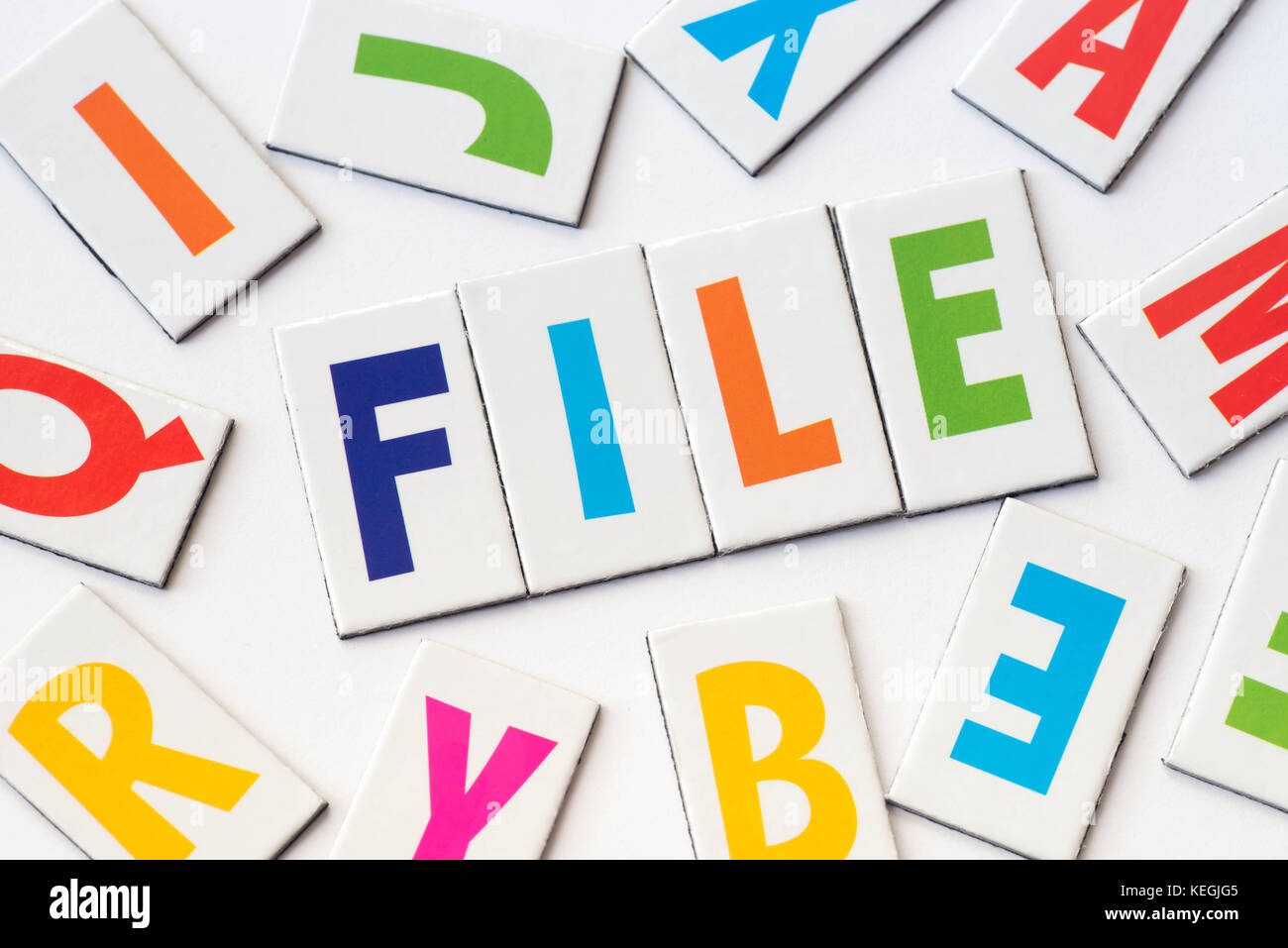 word file made of colorful letters on white background Stock Photo - Alamy