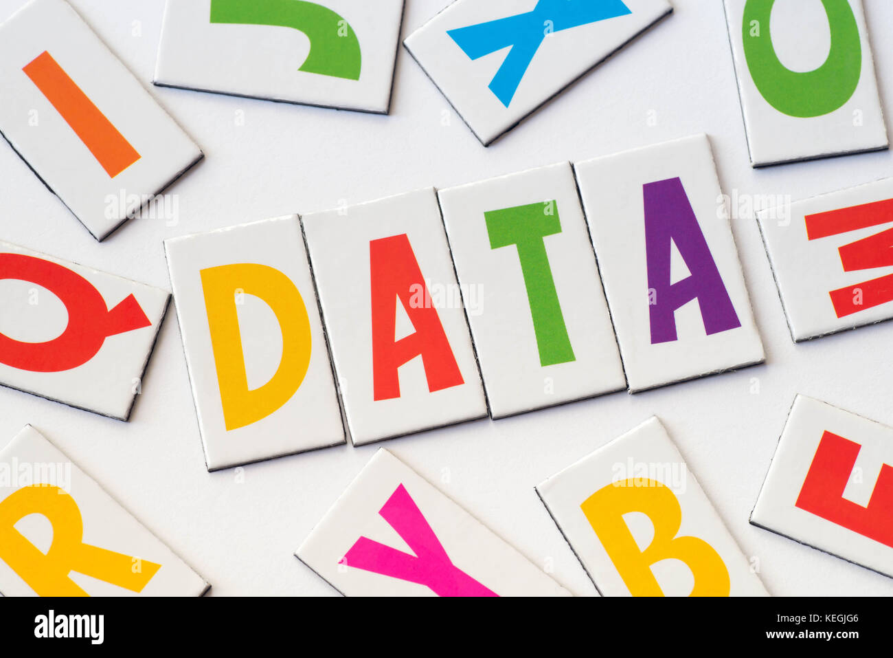 word data made of colorful letters on white background Stock Photo - Alamy