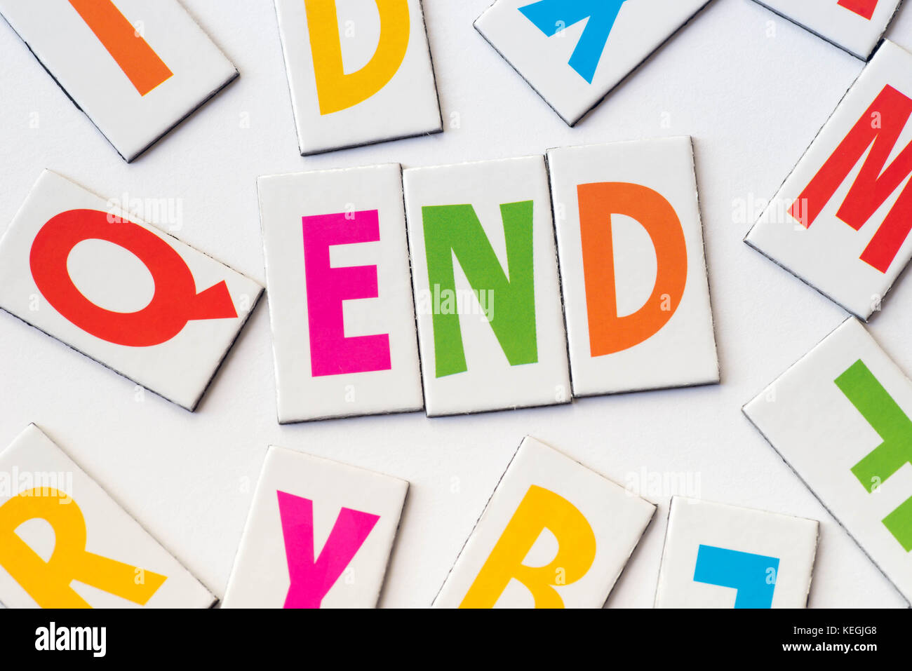 word end made of colorful letters on white background Stock Photo - Alamy