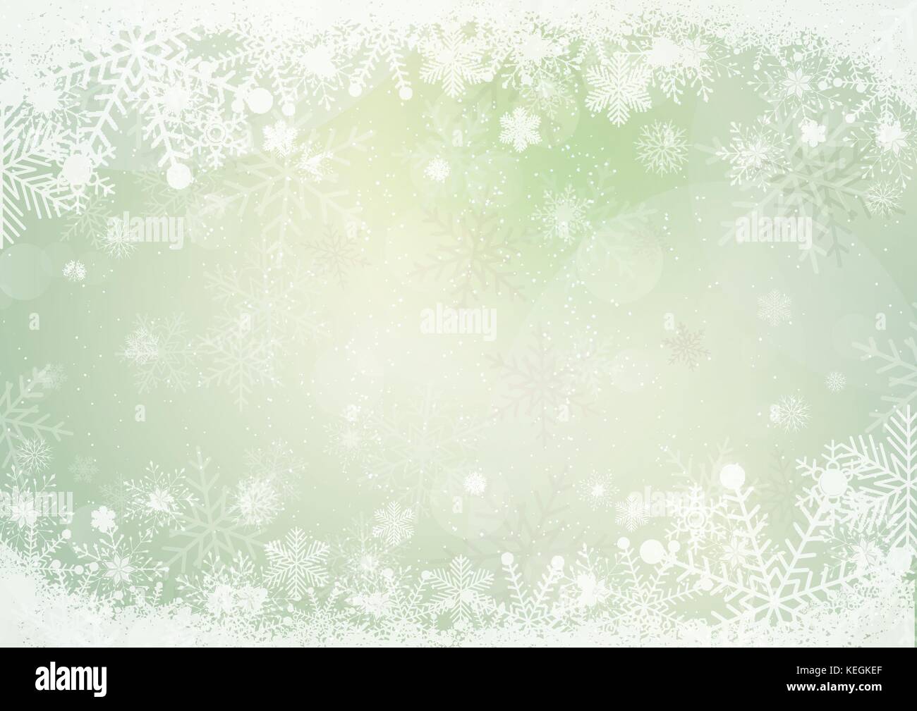 The Gradient green winter snowflake border with the snow Stock Vector ...